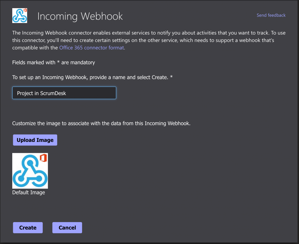 Configure incoming webhook for MS Teams | ScrumDesk, Meaningful Agile