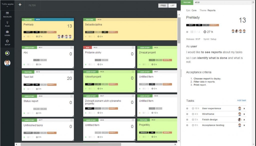 Main screen | ScrumDesk, Meaningful Agile