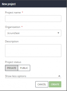 ScrumDesk: Add new project | ScrumDesk, Meaningful Agile